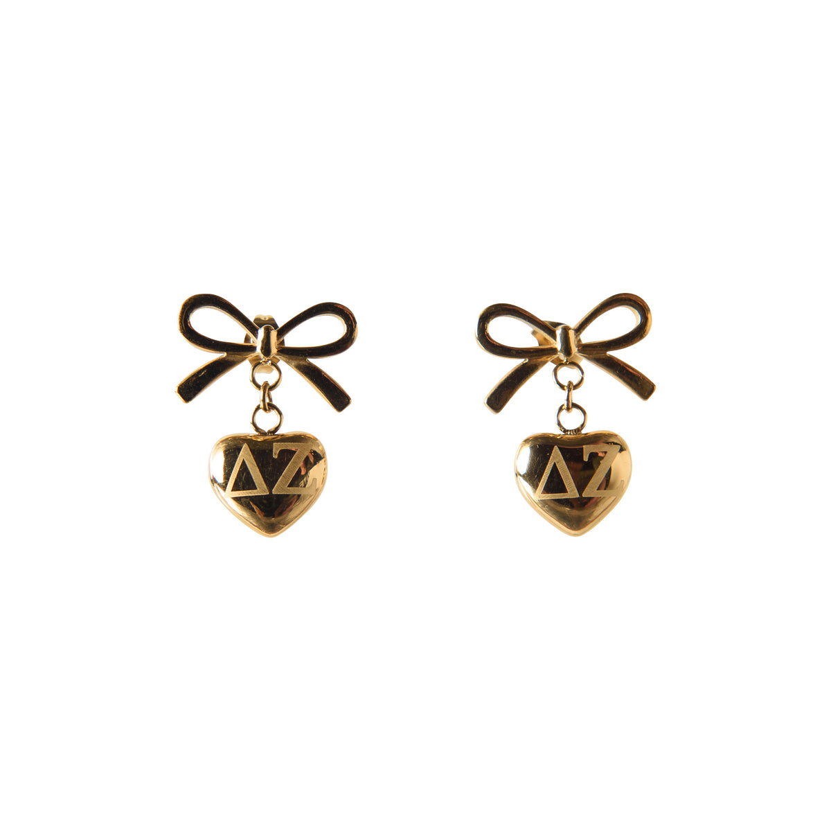 Delta Zeta Bow and Heart Earring – Over The Moon Greek