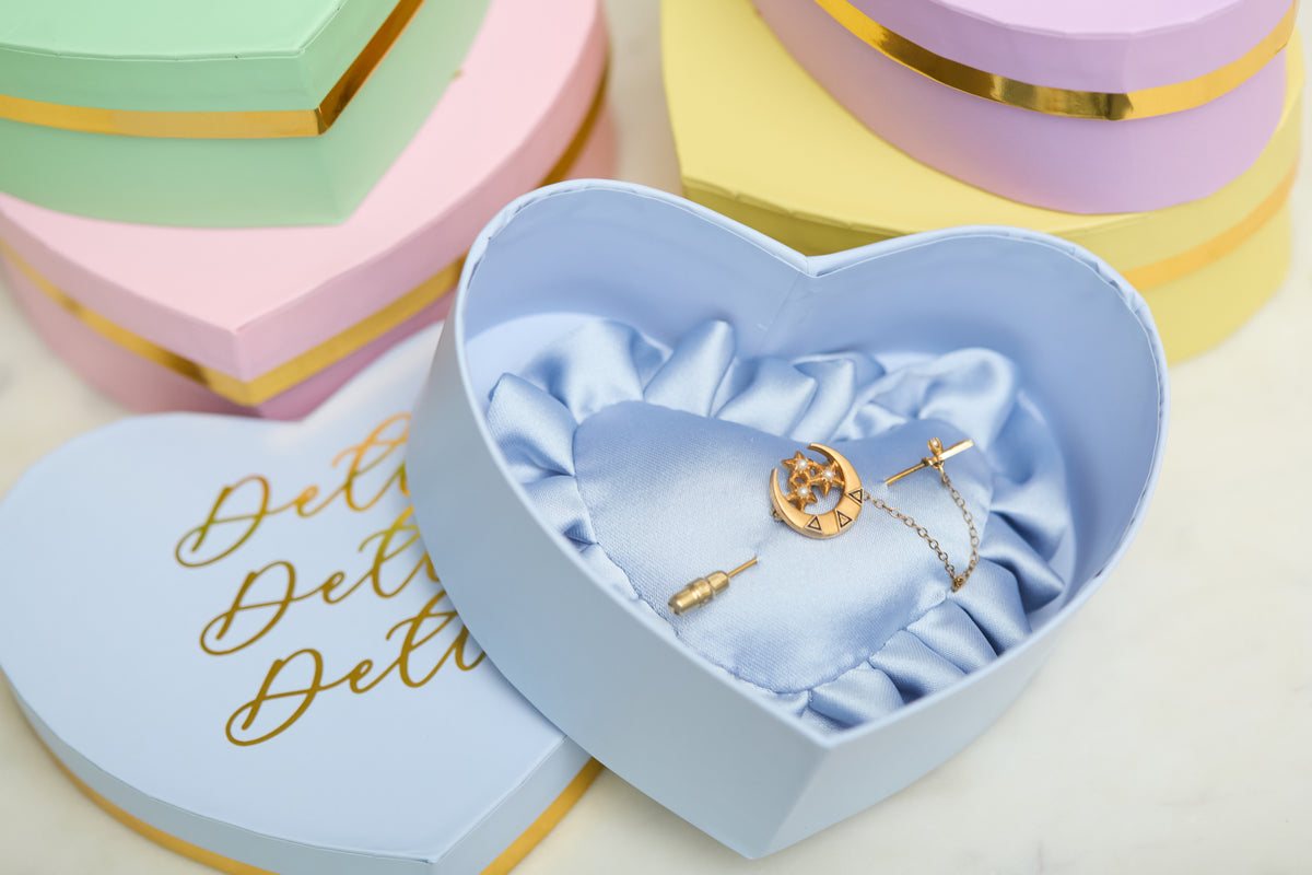 Sorority Badge Pillow and Box | Over The Moon Greek