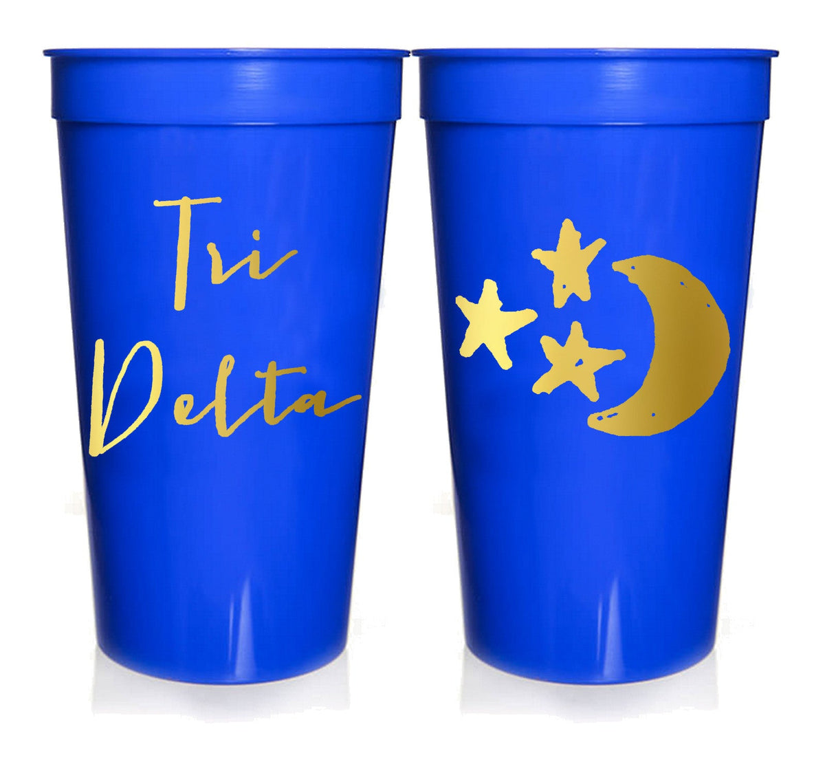 Tri-Delta Gold Metallic Printed Stadium Cup – Over The Moon Greek